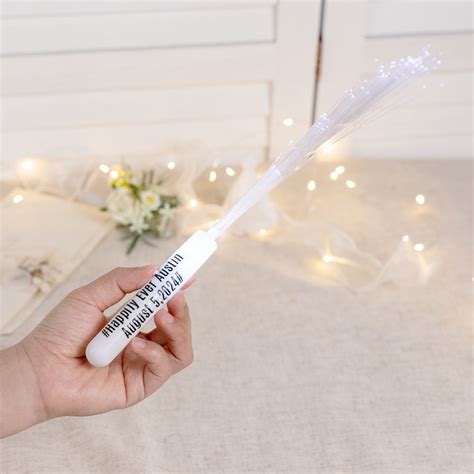 Personalized Light Up Fiber Optic Wands Led White Glow Sticks Set Of