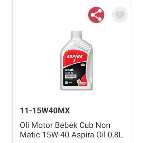 Oli Aspira Shell Mx 15w 40 08lt Supra Grand Jupiter Smash Vega Aspira