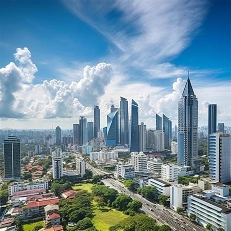 Premium Ai Image Aerial View Of Jakarta Downtown Skyline With High