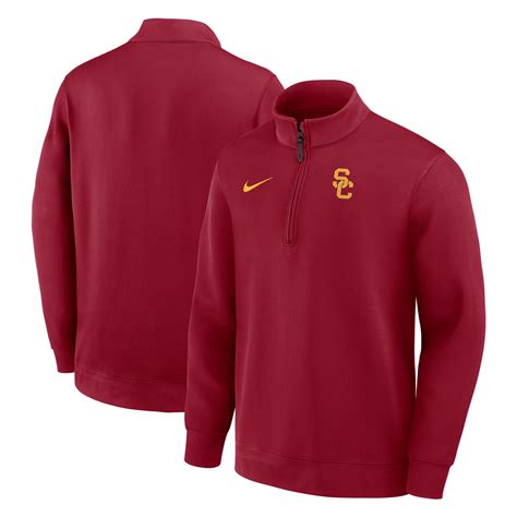 Usc Trojans Mens Nike Cardinal Sc Interlock Dri Fit Coaches 1 2 Zip