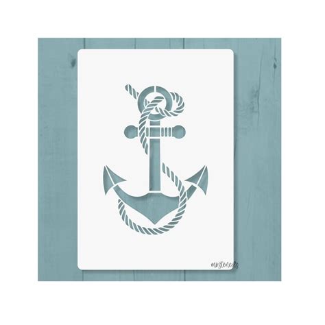 Ship Anchor With Rope Stencil Reusable Motif Size 9 64x6 69 24 5x17cm