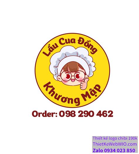 Vẽ Chibi đầu Bếp Nữ Bán Lẩu Nướng Cua đồng để Thiết Kế Logo Wio