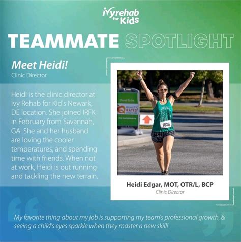 Happy Ot Month To Heidi Edgar Heidi Is Our Clinic Director At Ivy