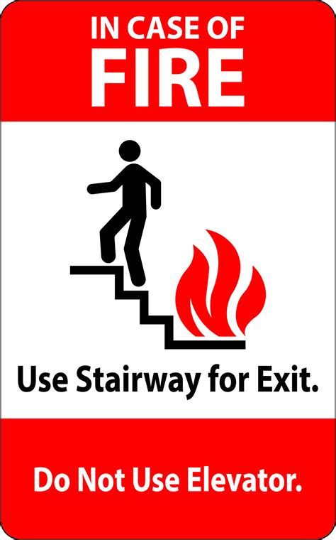 In Case Of Fire Sign Use Stairway For Exit Do Not Use Elevator 33093500 Vector Art At Vecteezy