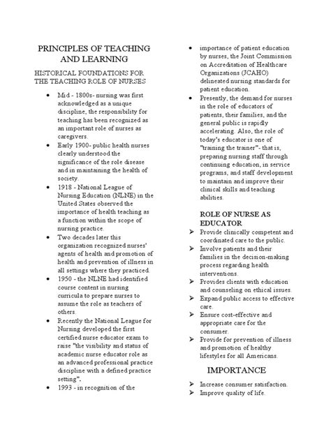 Principles Of Teaching And Learning Pdf Nursing Learning