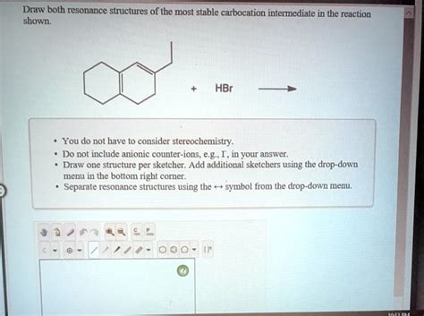 SOLVED: Draw both resonance structures of the most stable carbocation intermediate in the ...