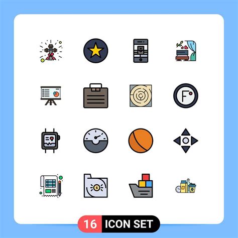 Set Of 16 Vector Flat Color Filled Lines On Grid For Analytics Wedding