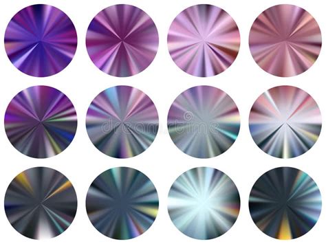 Circle Radial Metallic Gradient Web Elements Vector Set Stock Vector