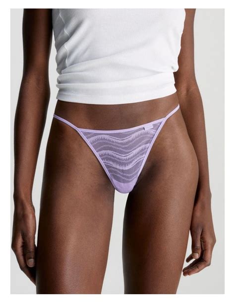 Calvin Klein Allover Lace String Thong In Lilac Myer