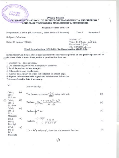 calculus 1st year sem i year 2022 23 final exam 2021 22 re exam