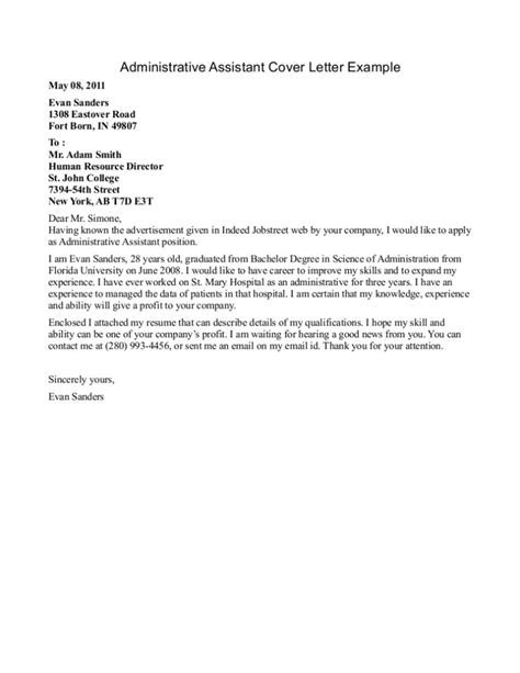 Cover Letter Examples For Administrative Assistant With No Experience