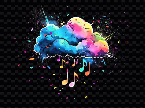 Premium Psd Vibrant Nimbus Cloud With Rainbow Colored Lightning Bolts An Neon Color Shape