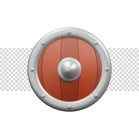 Premium Psd Shield With Circle Shape And Wooden Metal Style 3d