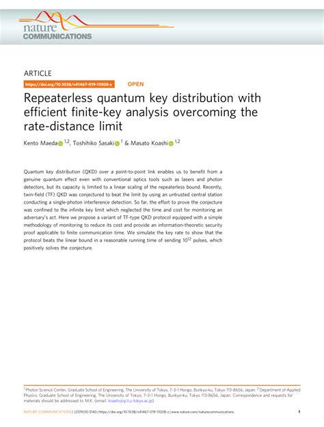 Pdf Repeaterless Quantum Key Distribution With Efficient Finite Key Analysis Overcoming The