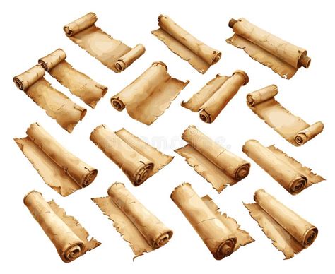 Blank Ancient Papyrus Scrolls Cartoon Vector Style Soft Shapes Isolated