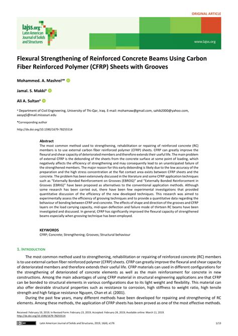 Pdf Flexural Strengthening Of Reinforced Concrete Beams Using Carbon