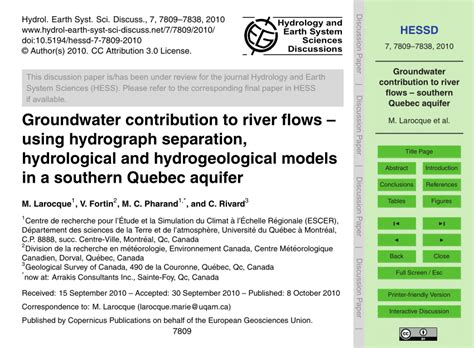 Pdf Groundwater Contribution To River Flows Using Hydrograph