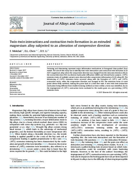 Pdf Twin Twin Interactions And Contraction Twin Formation In An