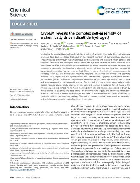 Pdf Cryoem Reveals The Complex Self Assembly Of A Chemically Driven
