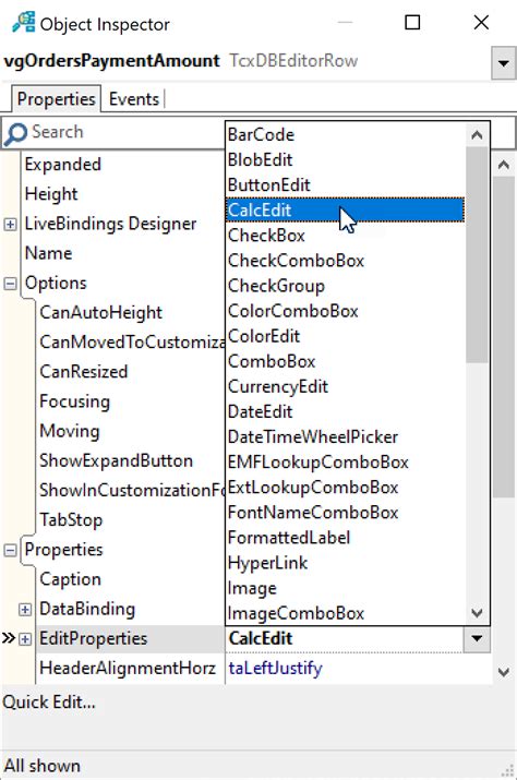 Tcxcustomeditorrowproperties Editproperties Property Vcl Devexpress Documentation