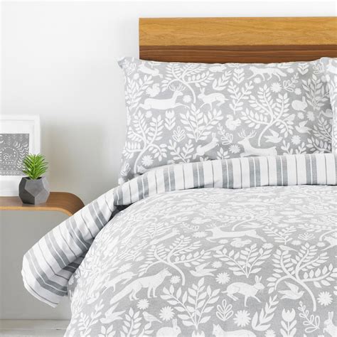 Furn Skandi Woodland Double Grey Brushed Cotton Duvet Set Wilko
