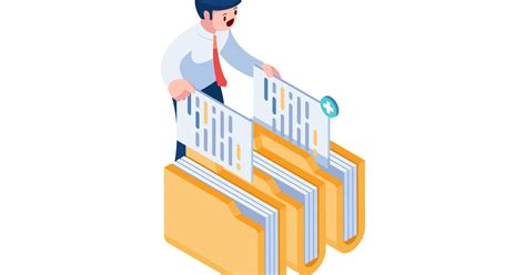Isometric Businessman Manage Files And Folders Illustrations Ft File And Management Envato