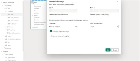 not able to create relationships or create measure microsoft
