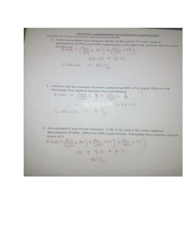 Isotope Worksheet With Answers Teaching Resources