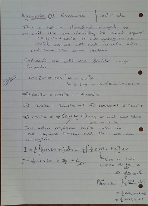 A Level Maths Notes A2 Integration Ii Trigonometric Functions Using Identities Part 3