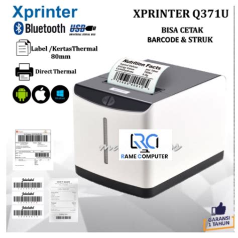 Jual Printer Barcode Resi Dan Struk Xprinter Xp Q371 80mm Bluetooth Dan