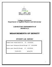 Laboratory Experiments In Physics Density Measurements And Course Hero