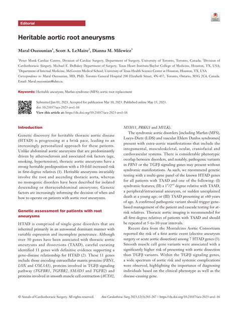 Pdf Heritable Aortic Root Aneurysms