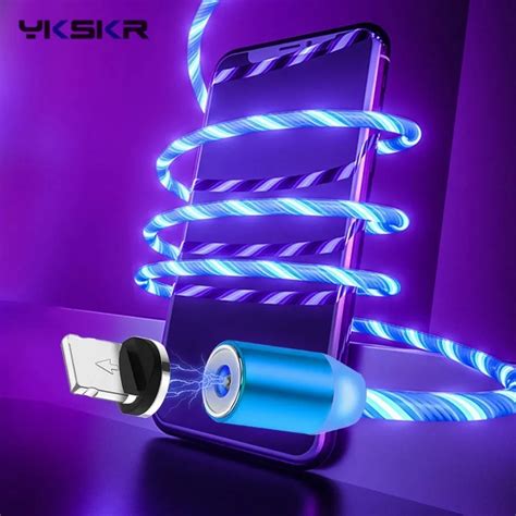 Светодиодный поток с подсветкой Micro usb type C кабель для samsung S8 ...