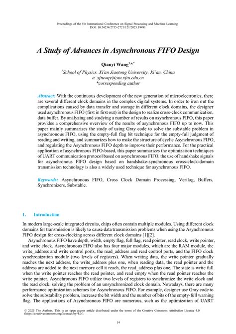 PDF A Study Of Advances In Asynchronous FIFO Design