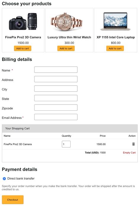 One Page Checkout Script Free With Example Template In PHP Phppot
