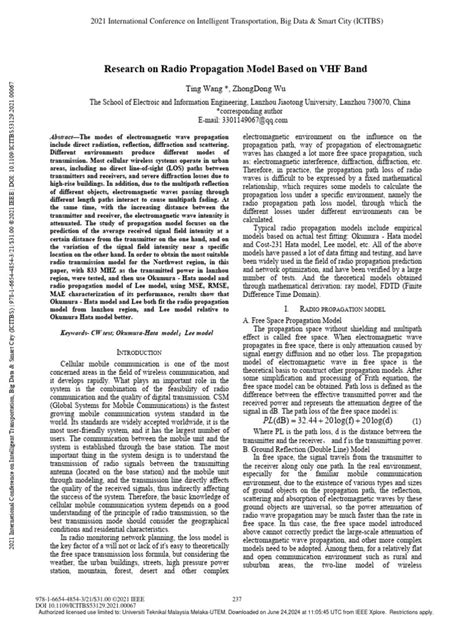 research on radio propagation model based on vhf band pdf