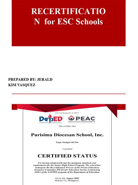 Certification For Esc Schools 1 Pdf Certification Evaluation