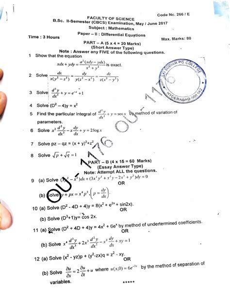 Maths Sem 2 Pyqs Pdf Equations Mathematical Objects
