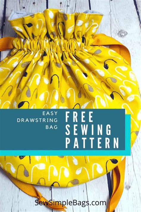 Easy Drawstring Bag Free Sewing Pattern In 3 Sizes Sewing