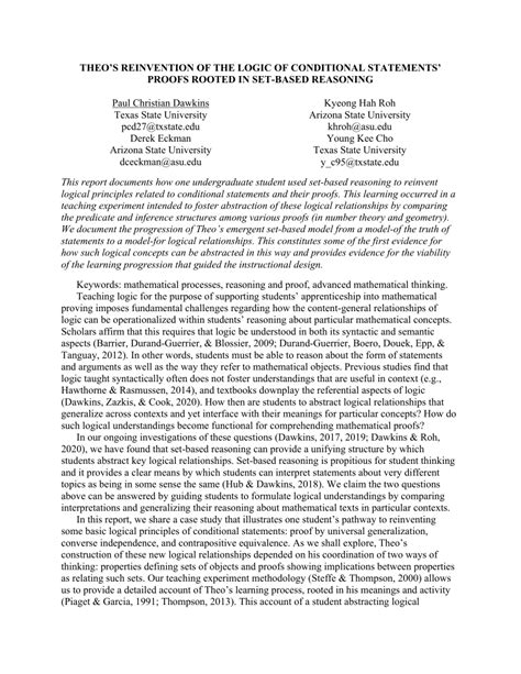 Pdf Theos Reinvention Of The Logic Of Conditional Statements Proofs Rooted In Set Based