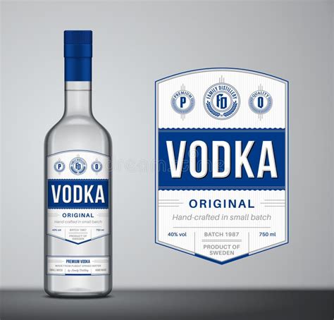 Vector Vodka Label Vodka Glass Bottle Mockup Stock Vector