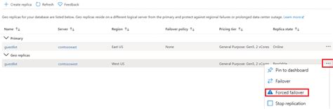 자습서 포털의 지역 복제 및 장애 조치 failover azure sql database microsoft learn