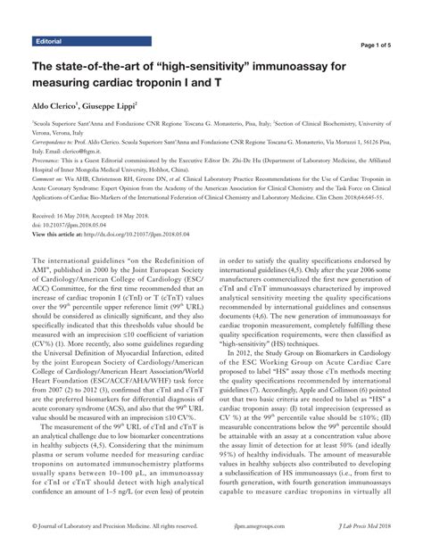 Pdf The State Of The Art Of “high Sensitivity” Immunoassay For