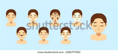 Boy Takes Care His Face Step Stock Vector Royalty Free 2286797065