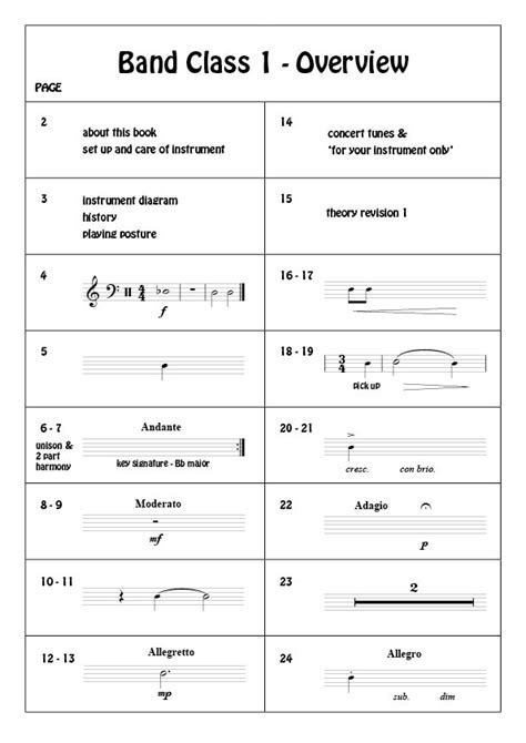 Band Class 1 Reed Music