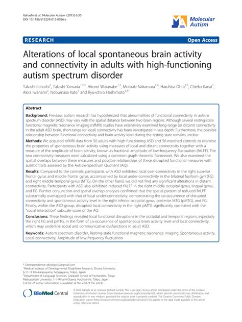 Pdf Alterations Of Local Spontaneous Brain Activity And Connectivity