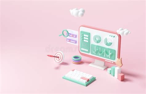 3d Seo Optimization Web Analytics And Seo Marketing Concept 3d Render Illustration Stock