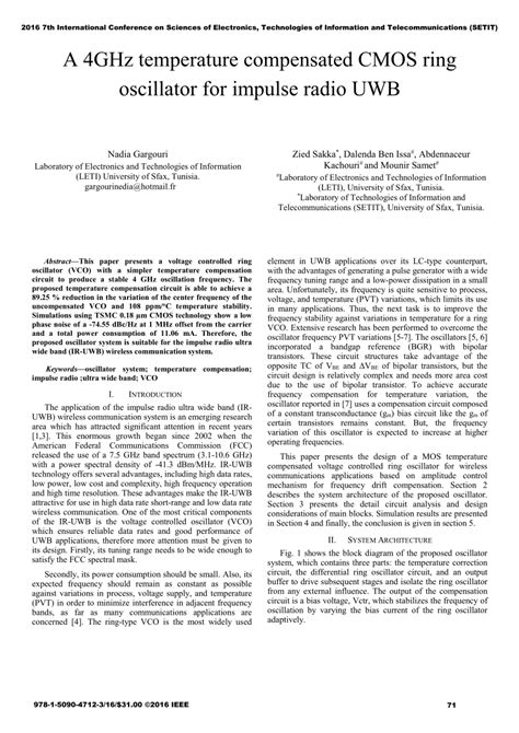 Pdf A 4ghz Temperature Compensated Cmos Ring Oscillator For Impulse Radio Uwb