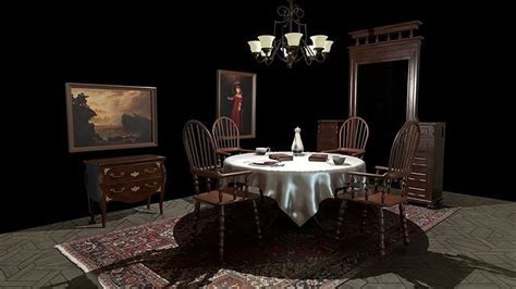 3d Model Dining Room Asset Package Vr Ar Low Poly Cgtrader