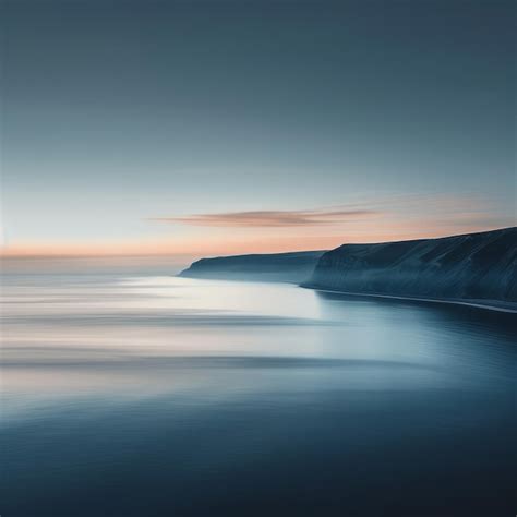 Moody Seascape With Dark Cliff And Pink Sunset Premium Ai Generated Image